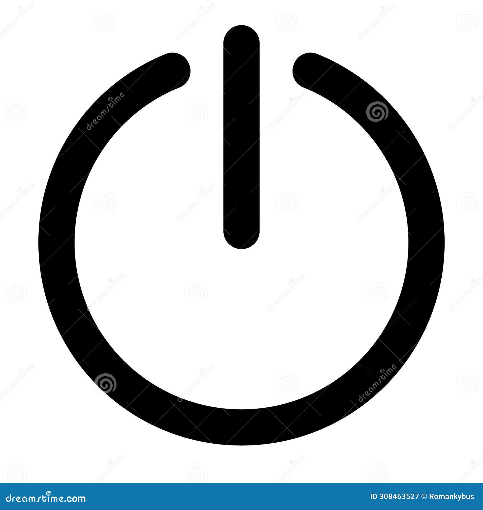 Power Button Icon, Black and White Vector Simple Illustration of Switch ...