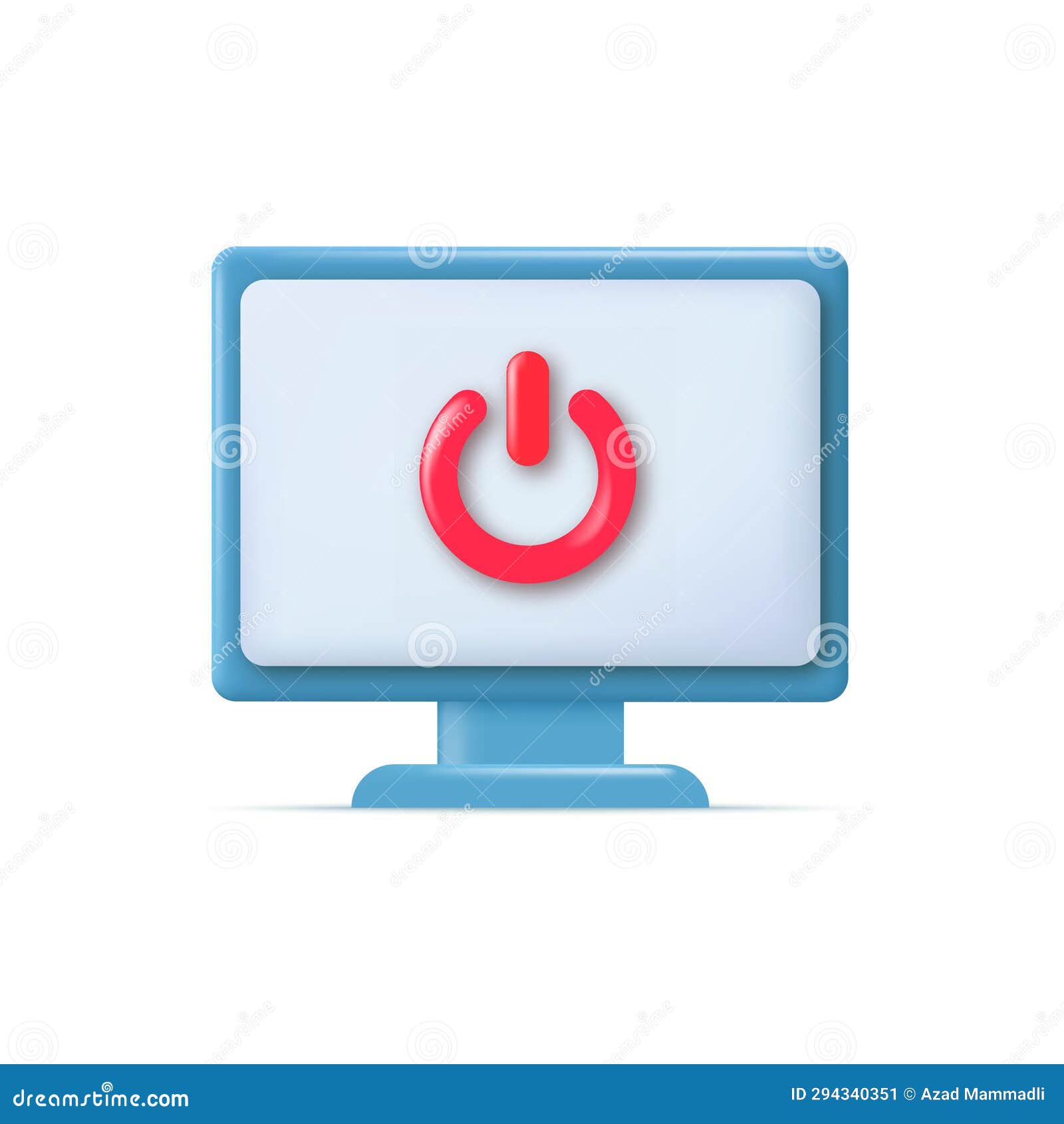 Power Button Icon on Desktop Computer Monitor Screen. Vector Stock ...