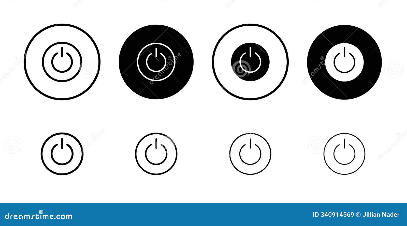 Power Button Icon Flat Fill Set Collection Stock Vector - Illustration ...
