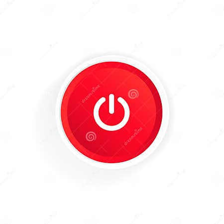 Power on Button Icon. Red Button Power. Push-button Power of Stock ...