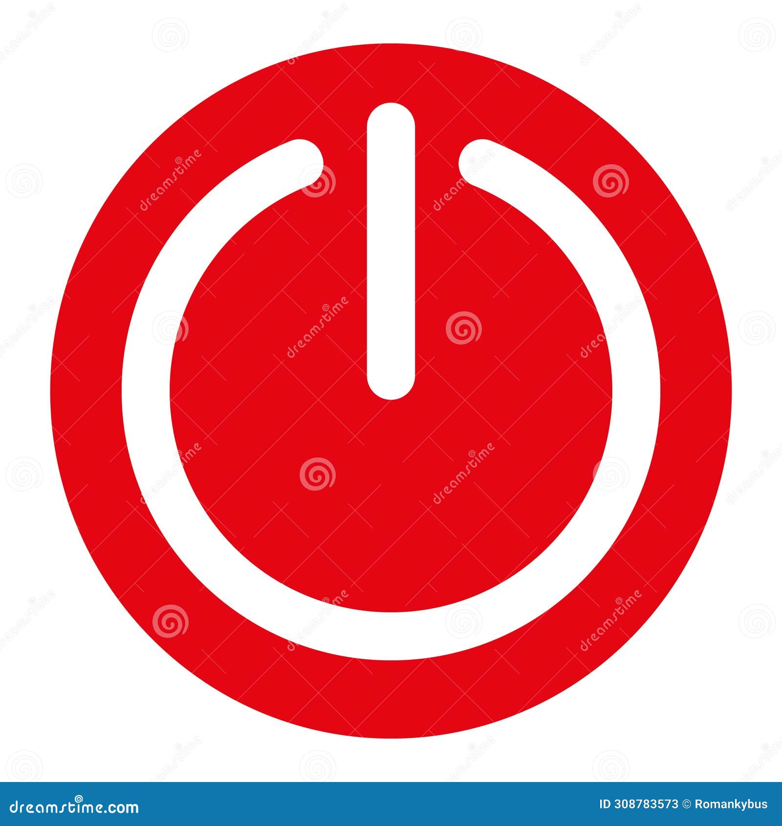 Power Button Icon, Red and White Vector Simple Illustration of Switch ...