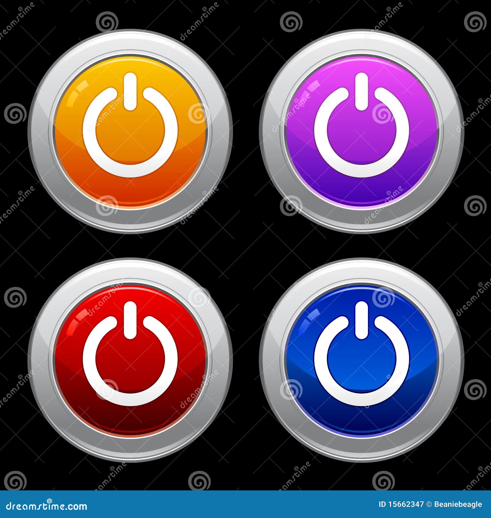 Power Button Icon Set EPS stock vector. Illustration of element - 15662347