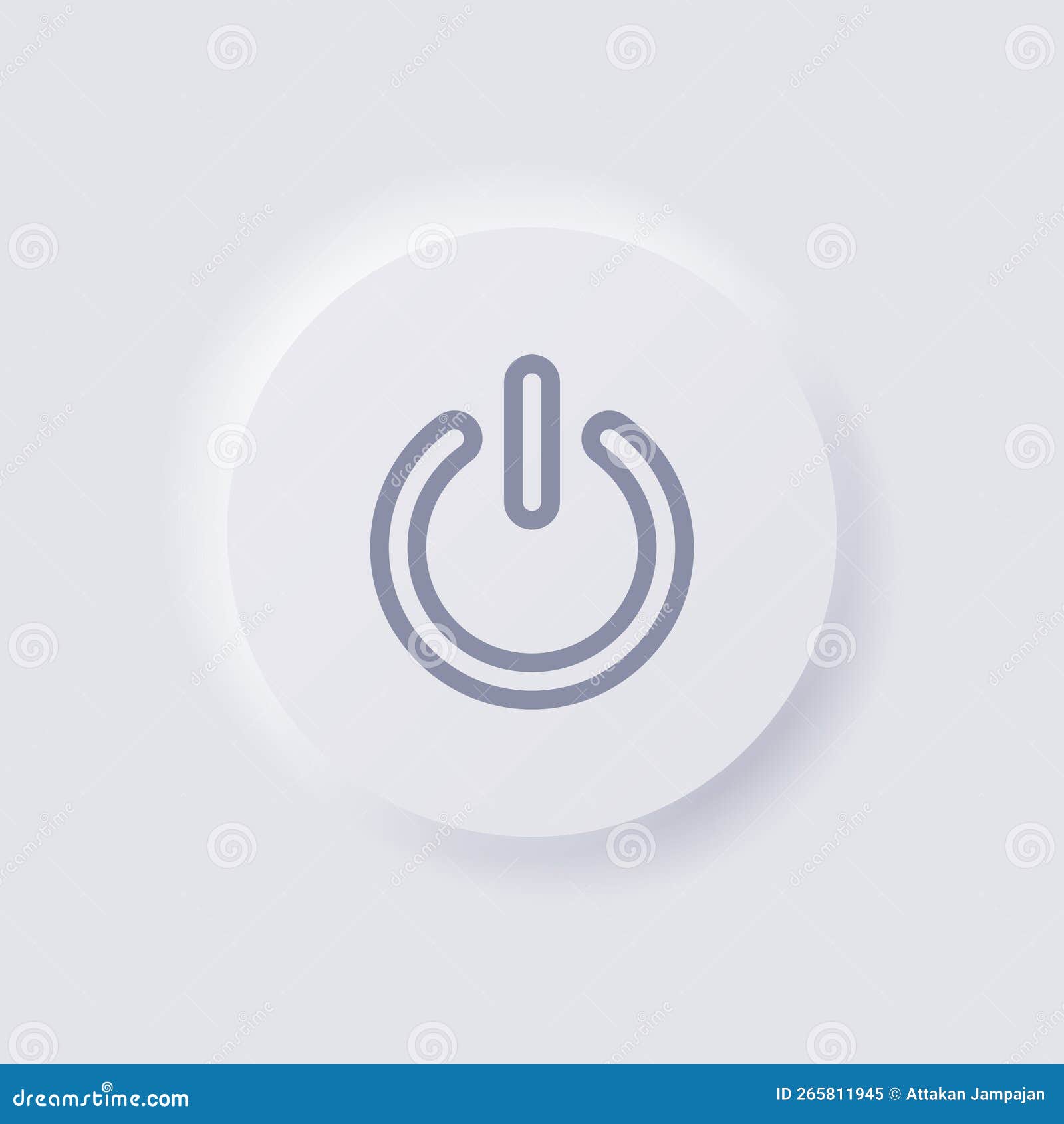 Power Button Icon, White Neumorphism Soft UI Design. Stock Vector ...