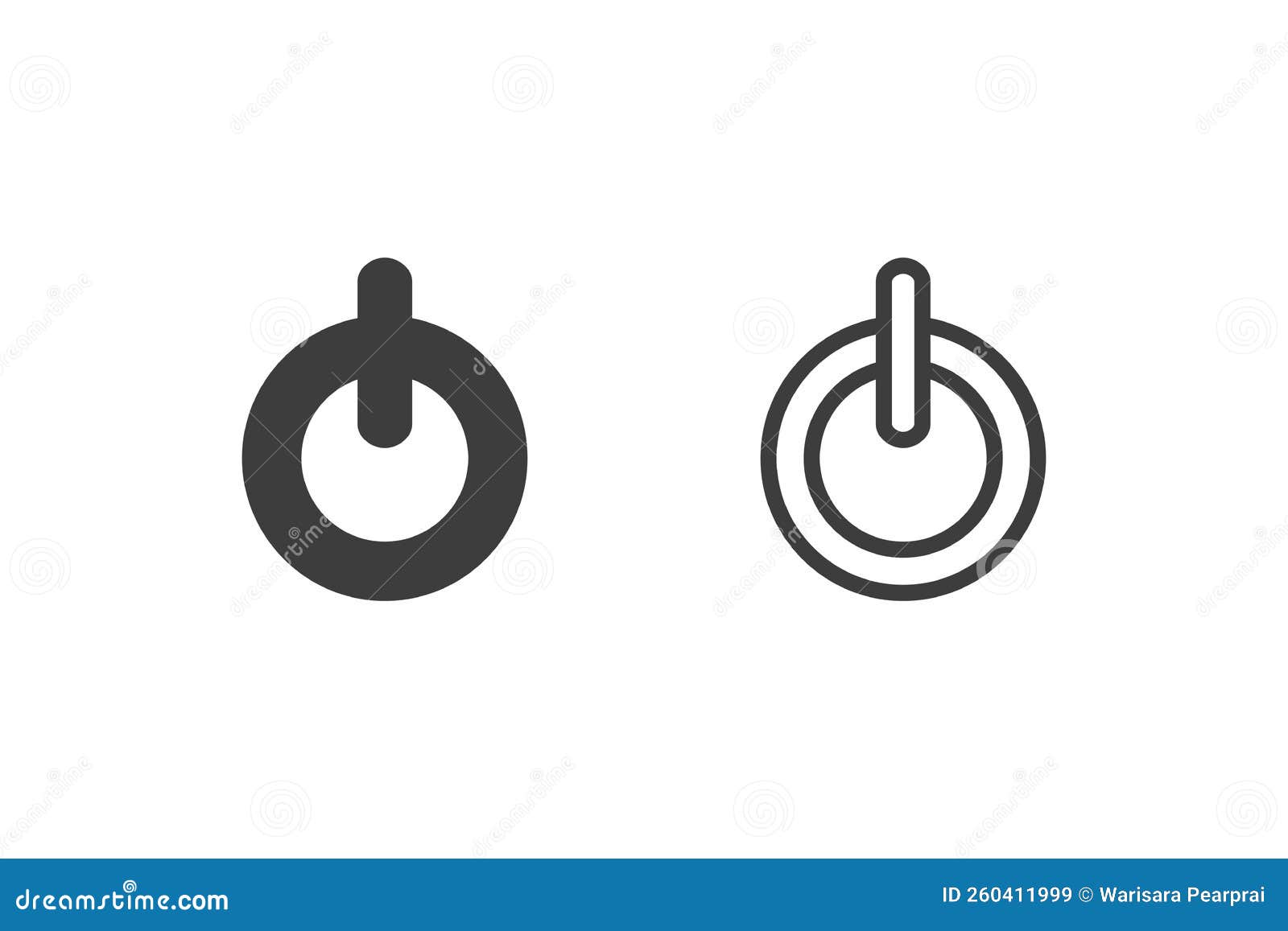 Power Button Icons with 2 Style Icons Black and White. Stock Vector ...