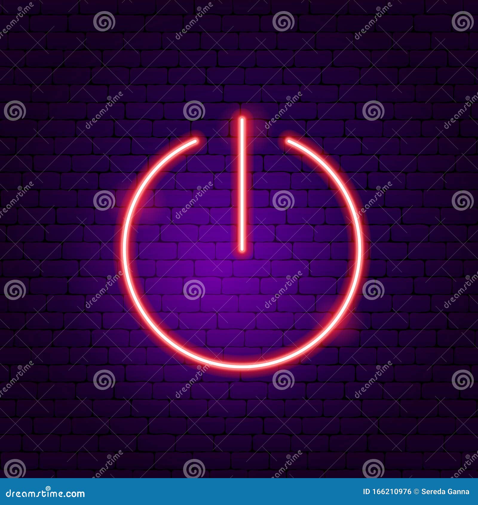 Power Button Neon Sign stock vector. Illustration of click - 166210976