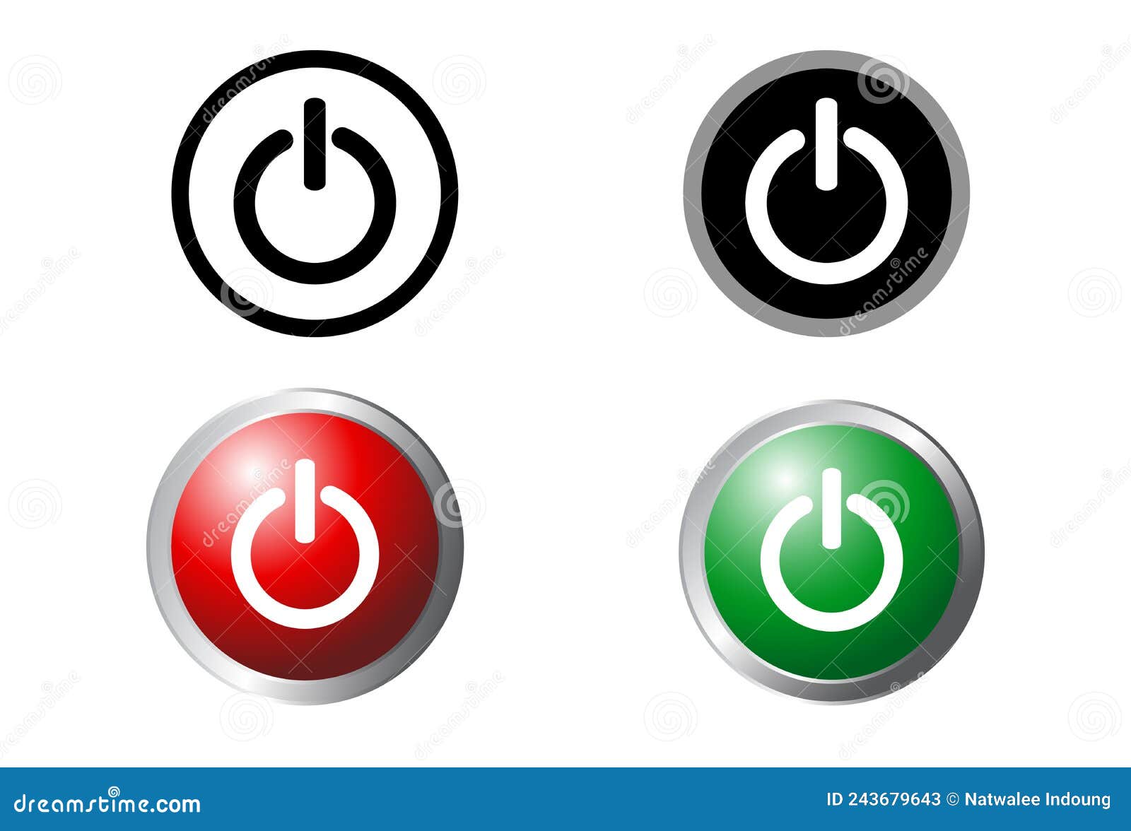 Power Button. on and OFF Set Icons Stock Illustration - Illustration of ...