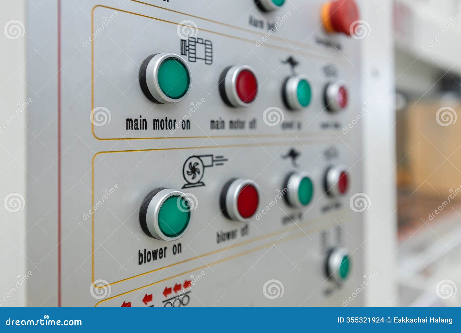 Power Button on Panel Control Machine. Pressing Work Button Stock Photo ...