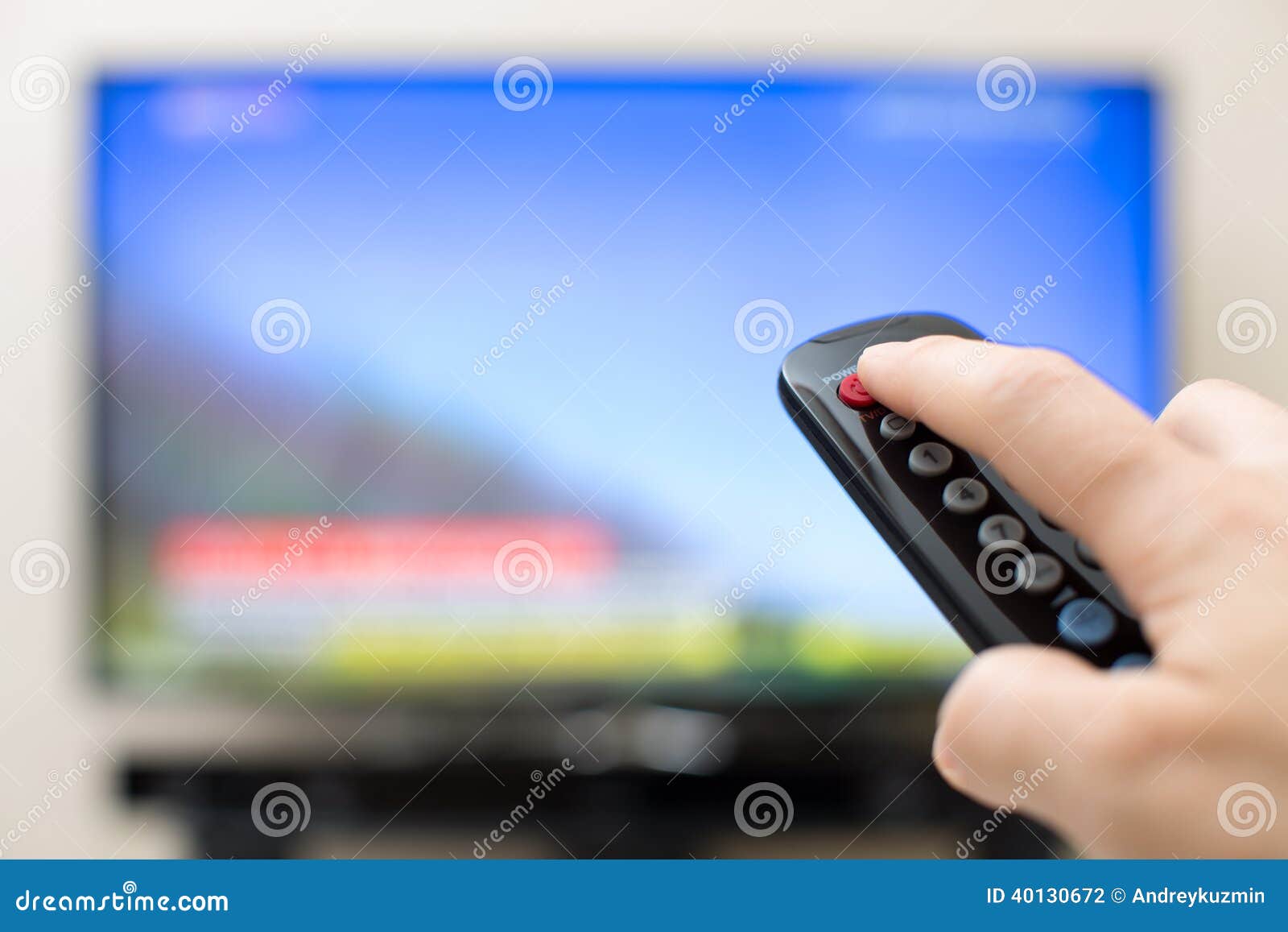 Power Button Pressing on TV Remote Control Stock Photo - Image of movie ...