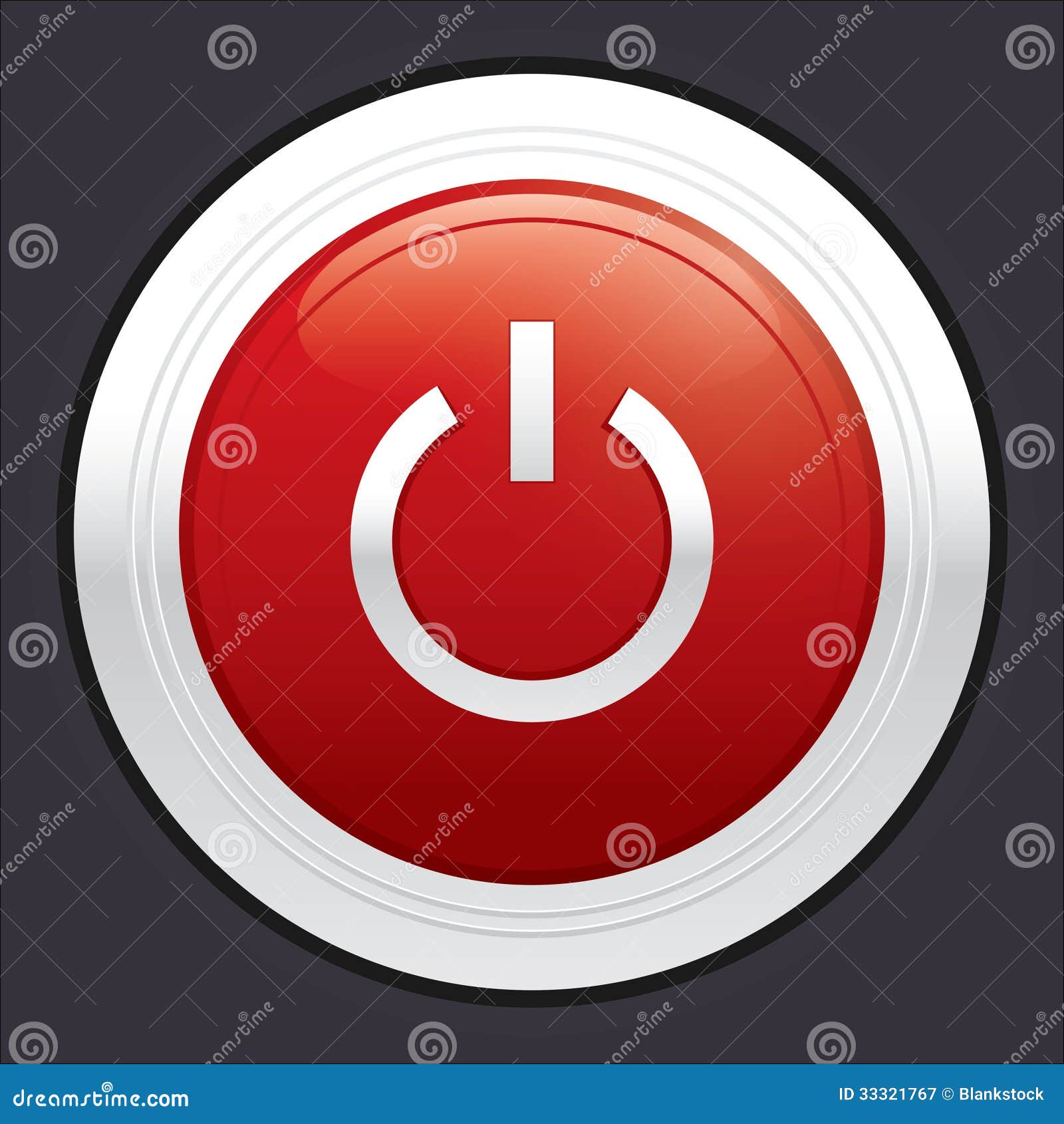 Power Button. Red Round Sticker. Stock Vector - Illustration of ...