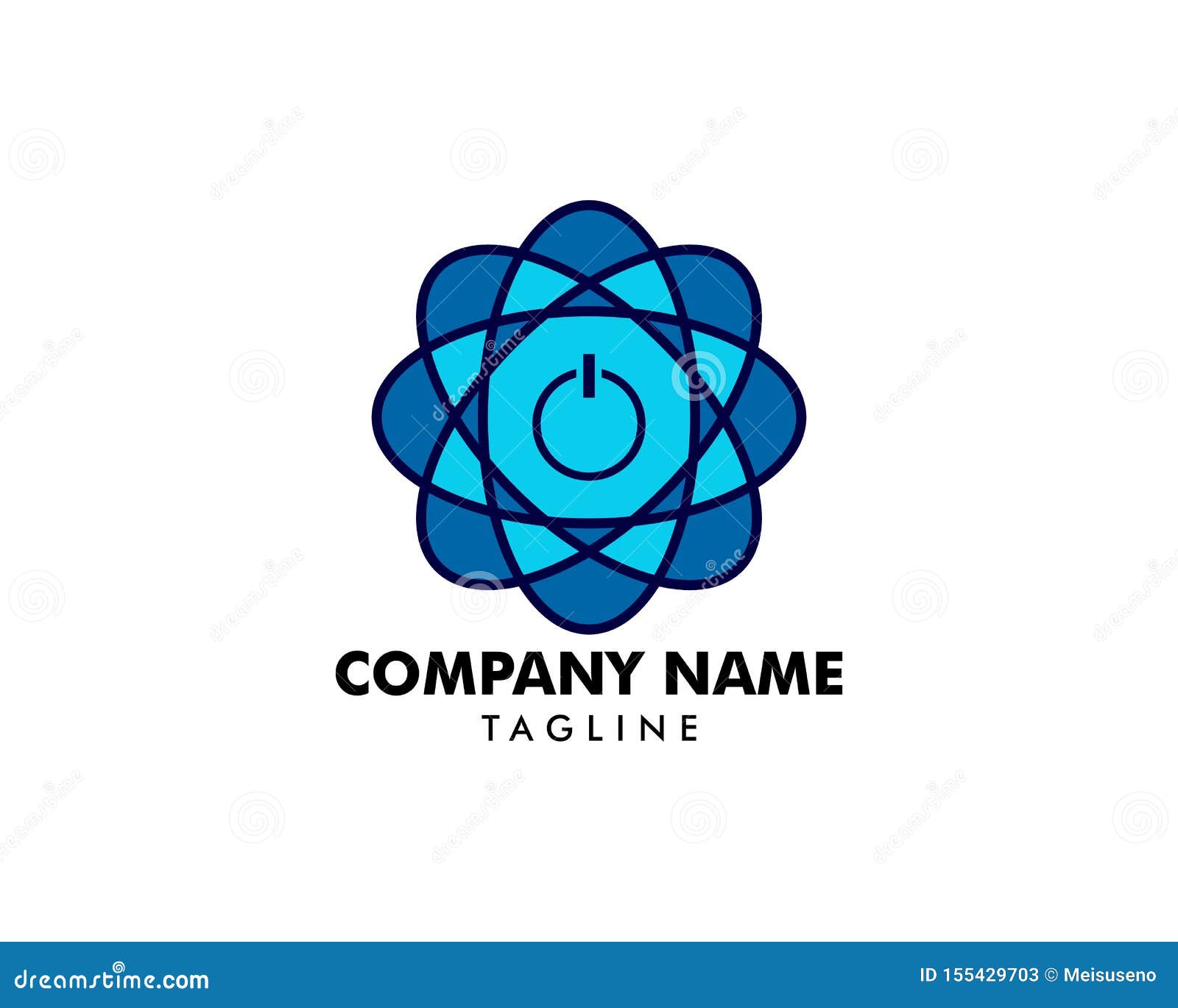 Power Button and Scientific Atom Logo Template Design Vector Stock ...