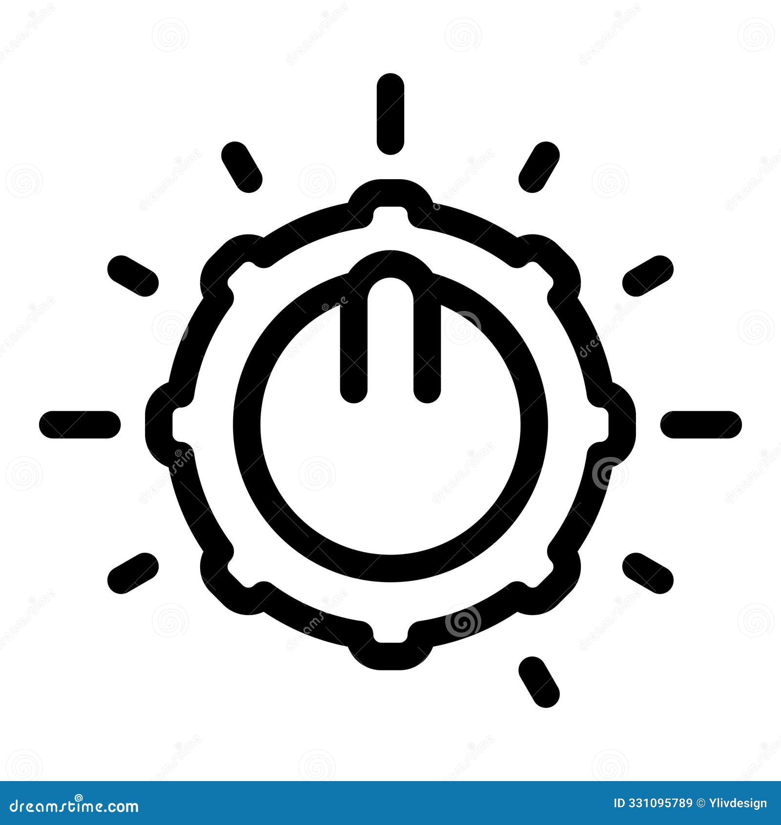 Power Button Shining with Bright Light Rays Icon Stock Illustration ...