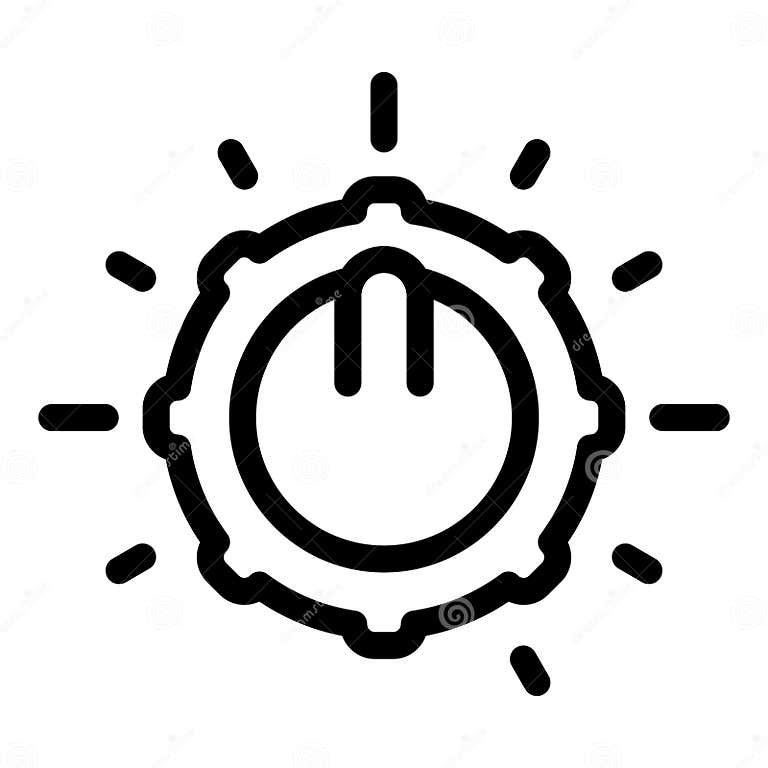 Power Button Shining with Bright Light Rays Icon Stock Illustration ...