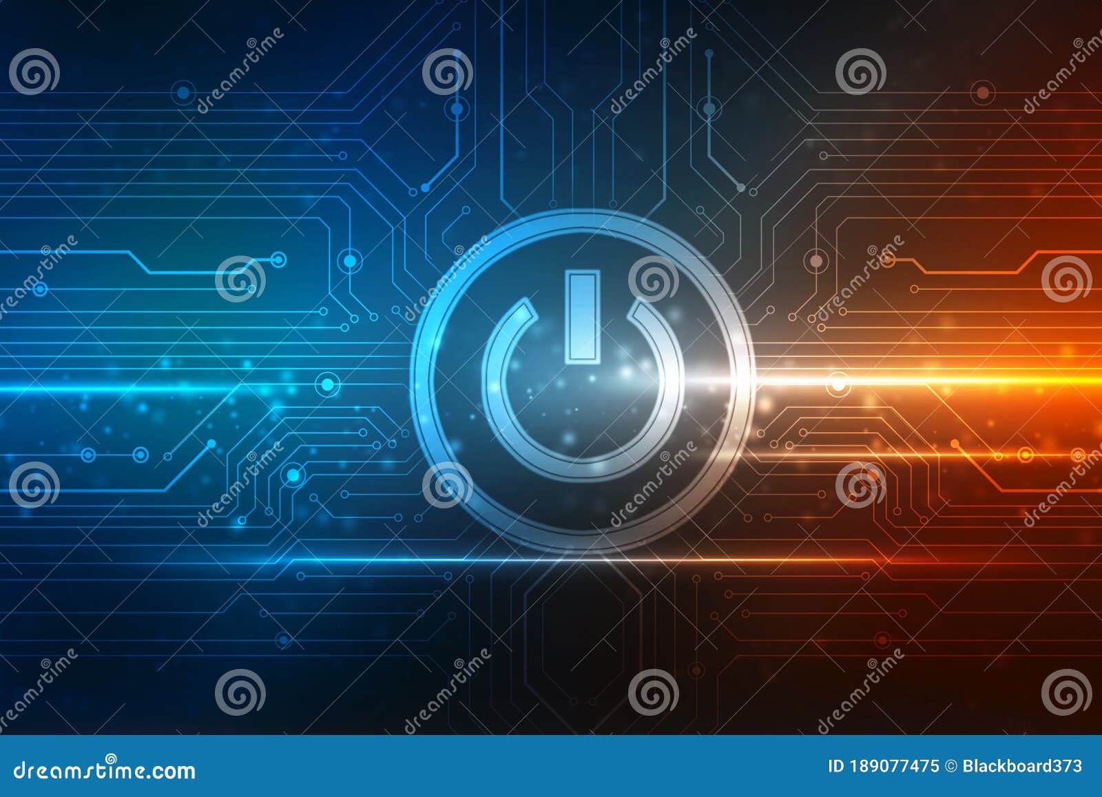 Innovation Switch, Abstract Circuit Board Background with Power Button ...