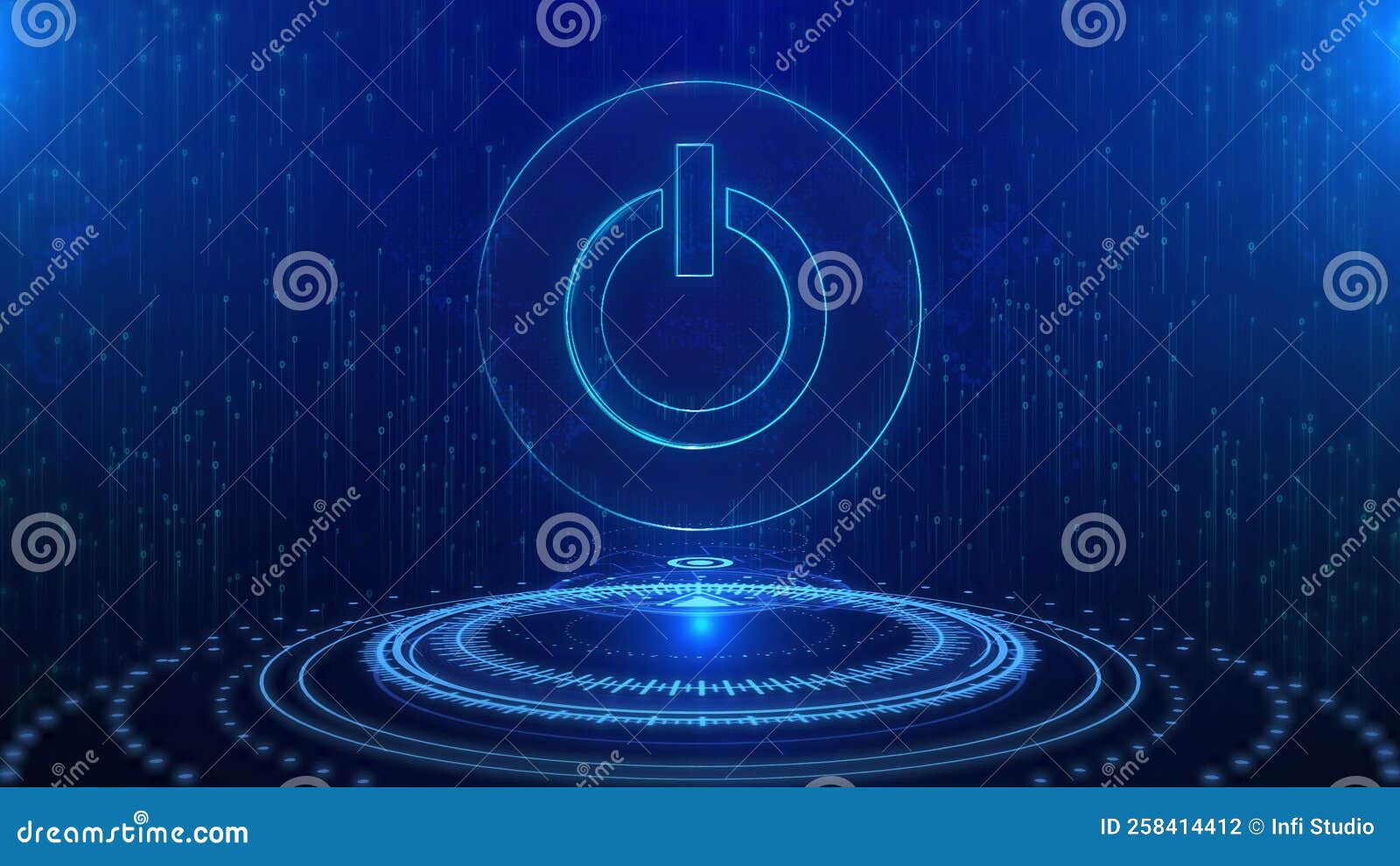 Power Button Text Cyberspace Future Digital Technology Hologram Concept ...