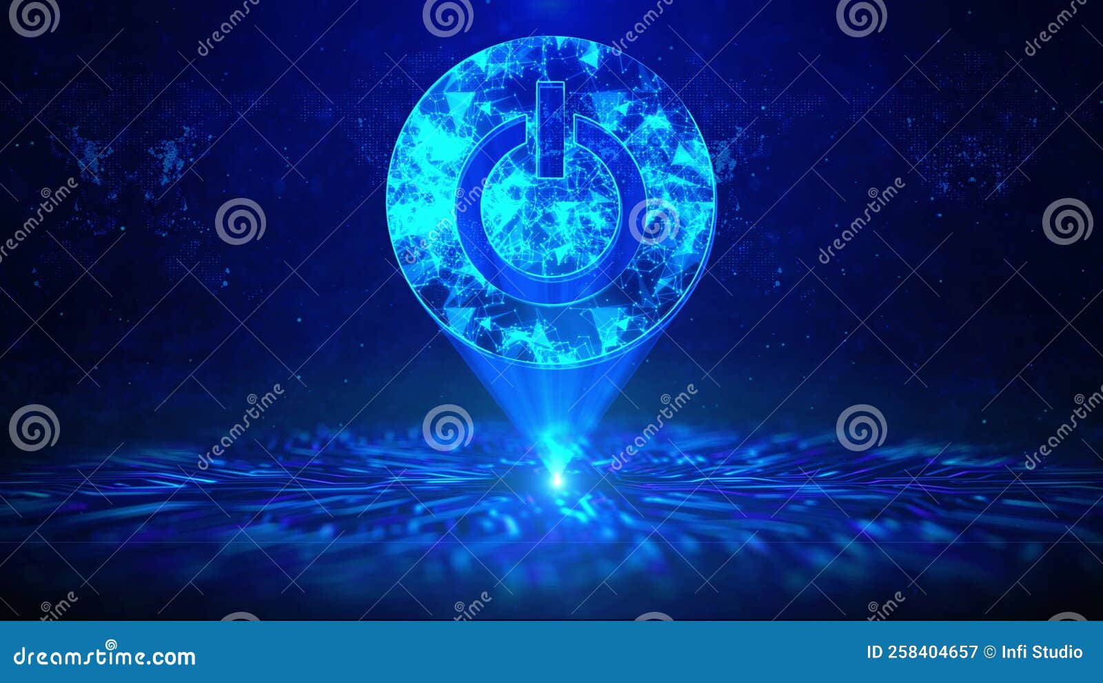 Power Button Text with HUD Rotation Digital Technology Interface Sci Fi ...