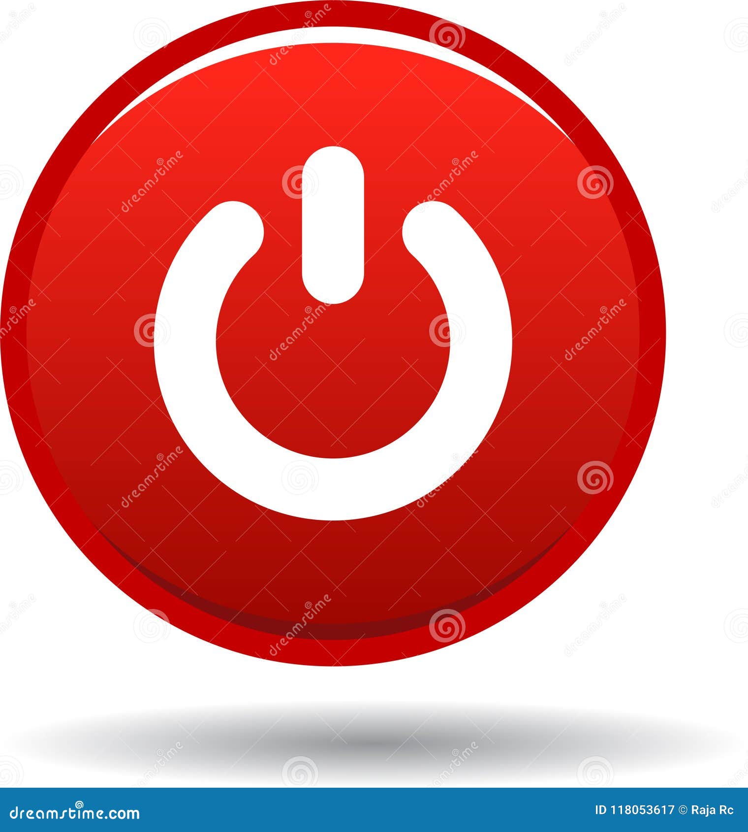 Power button web icon red stock vector. Illustration of control - 118053617