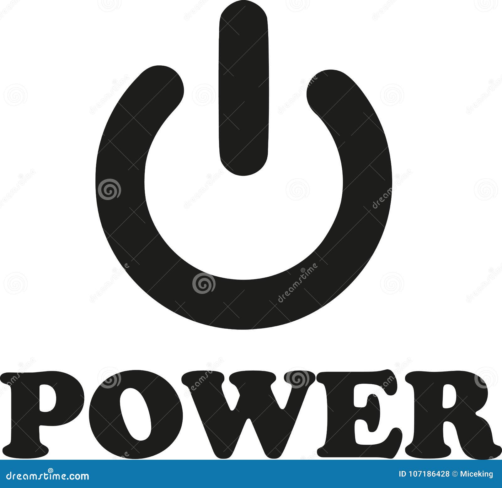 Power button with word stock vector. Illustration of control - 107186428