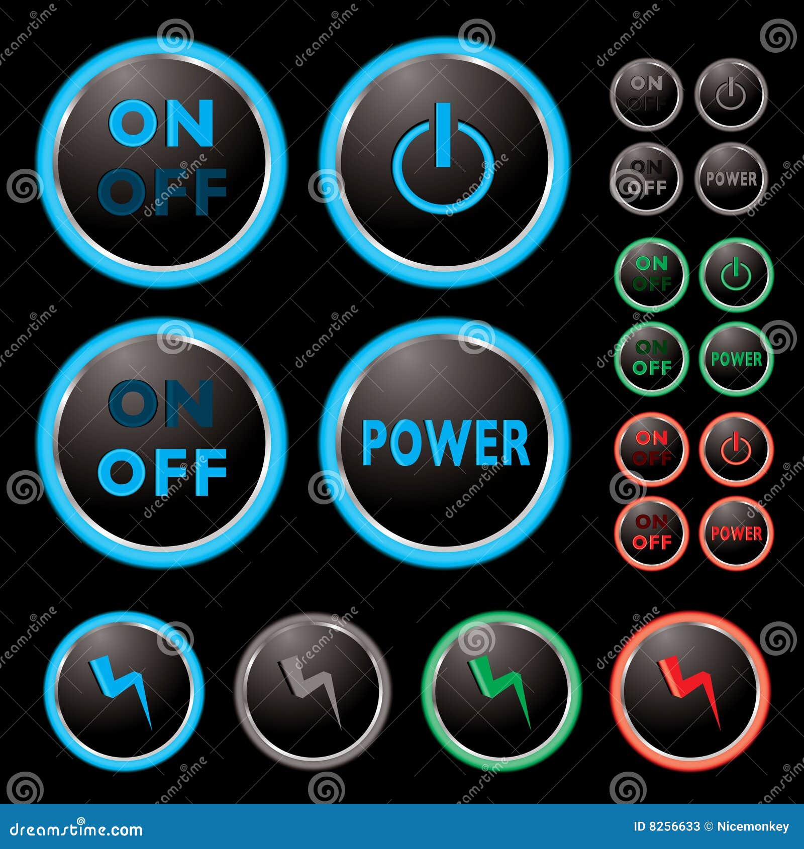 Power buttons stock vector. Illustration of modern, electronic - 8256633