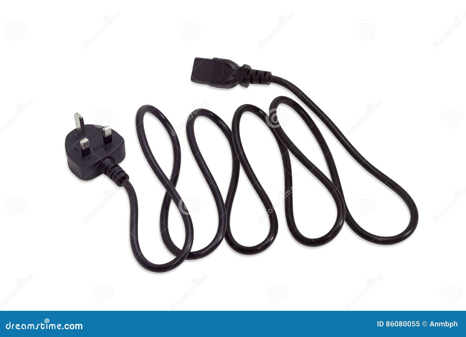Power Cable with BS 1363 Plug on a Light Background Stock Image - Image ...