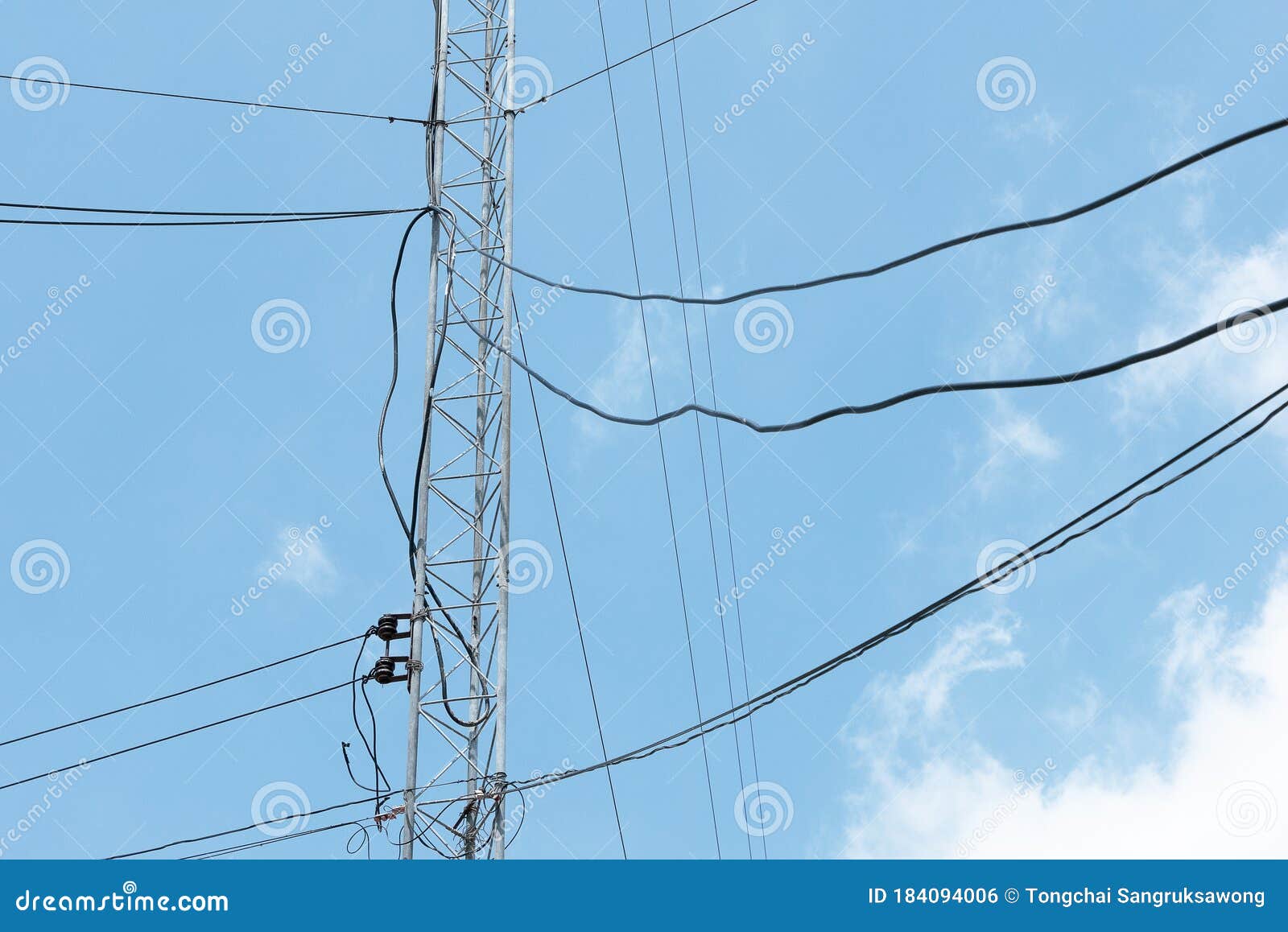 Power Cable.the Electric Cable on Electricity Post Stock Photo - Image ...