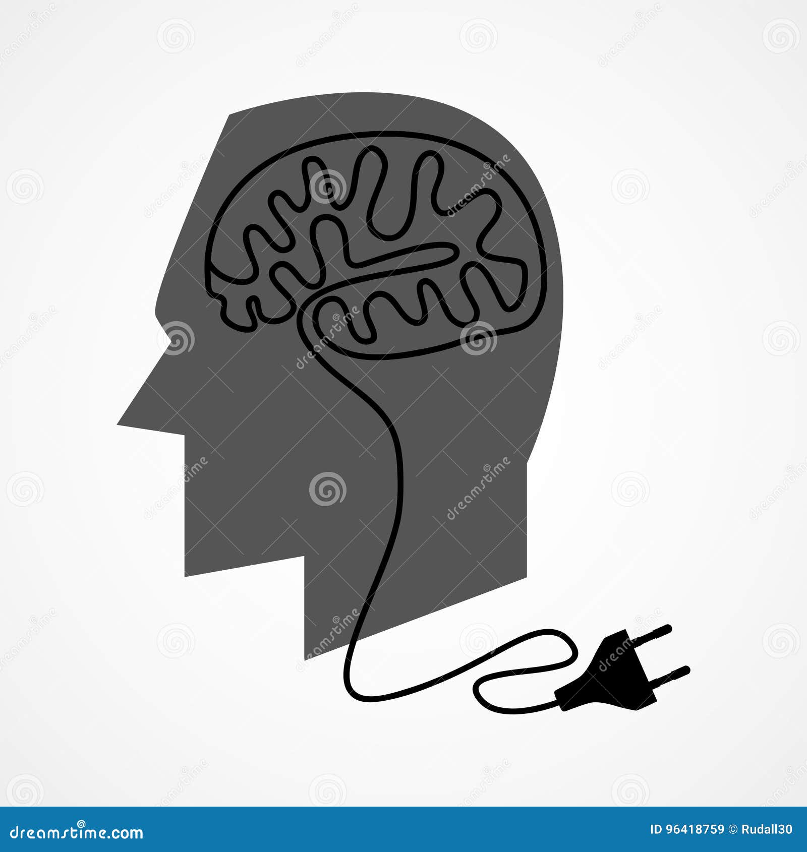 Power Cable that Forming a Human Brain Stock Vector - Illustration of ...