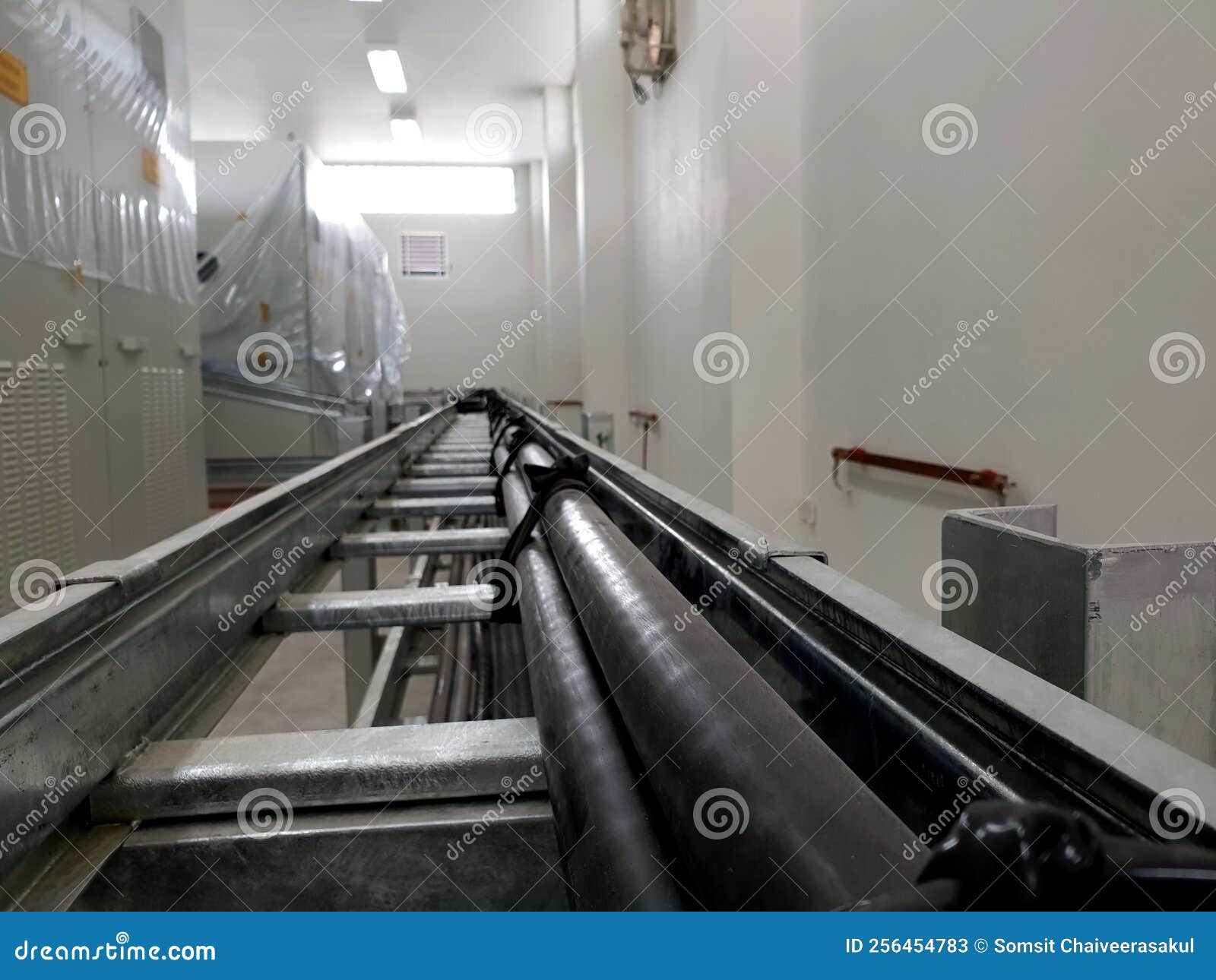 Power Cable Installation in Cable Tray Stock Image - Image of modern ...