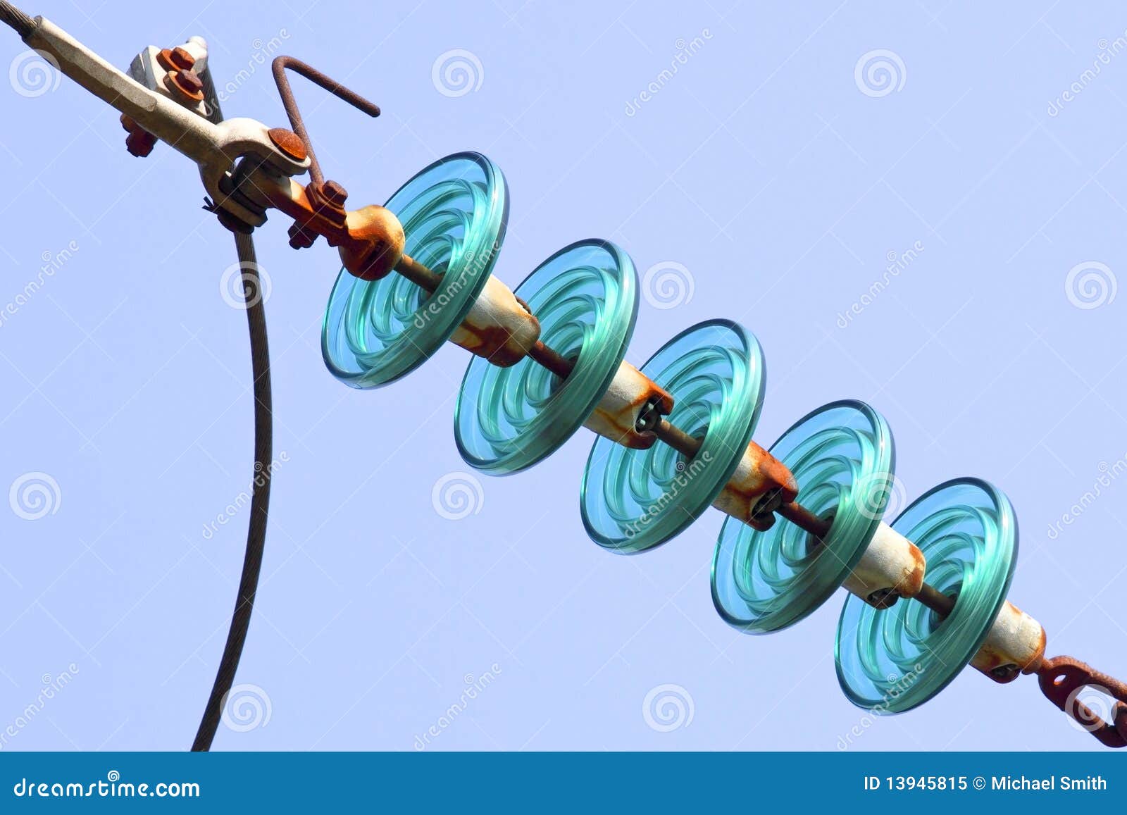 Power cable insulators stock image. Image of discs, blue - 13945815