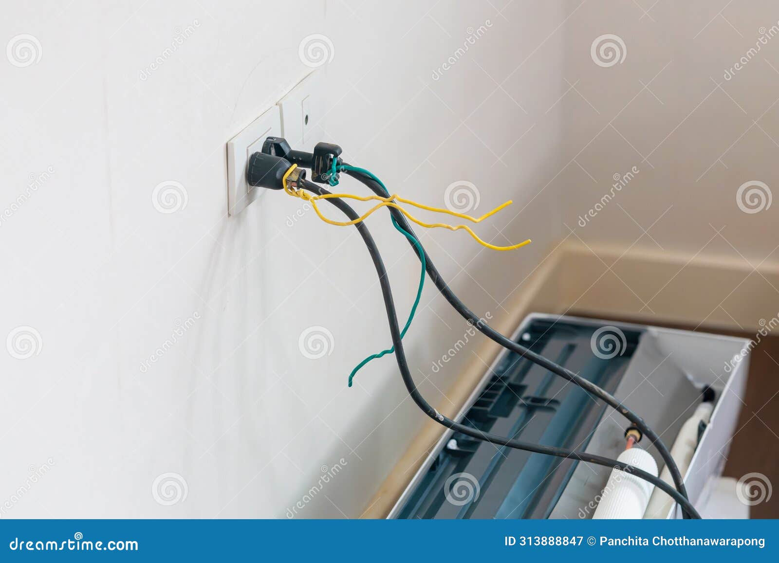 The Power Cable is Plugged into an Electrical Socket, Electrical Power ...