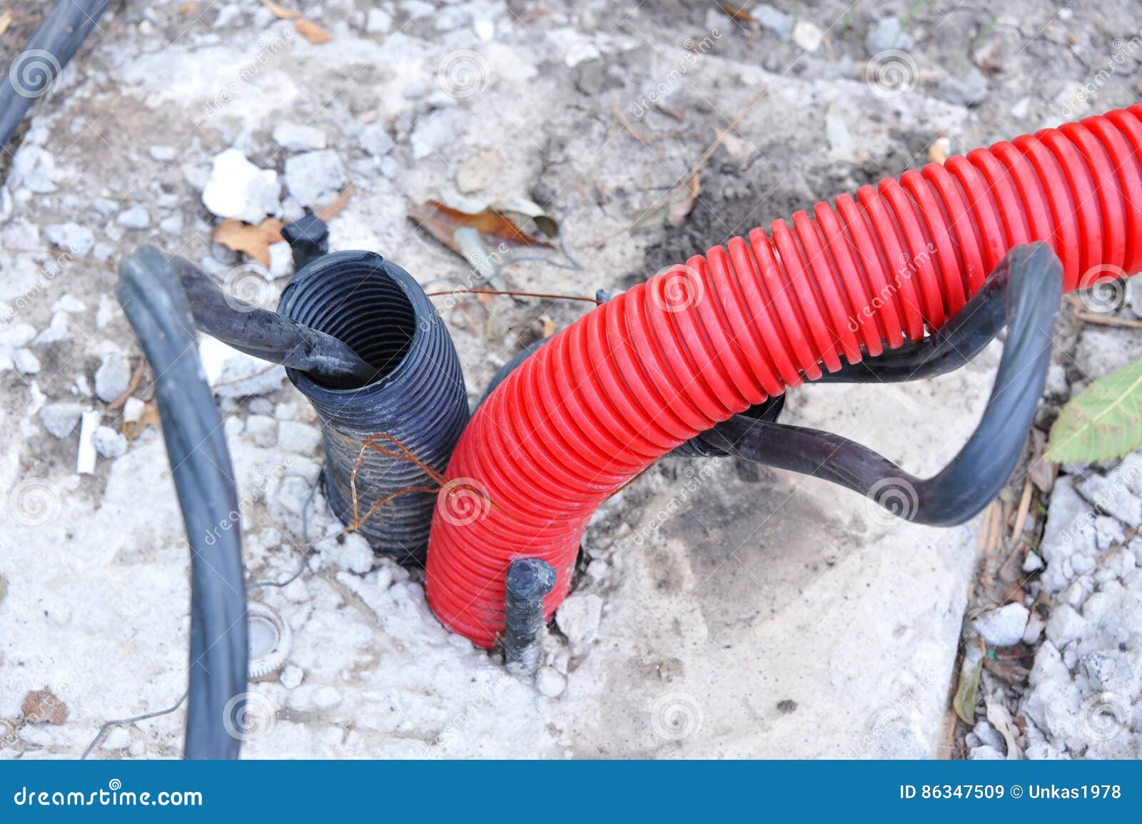 Power cable in PVC pipe stock image. Image of energy - 86347509