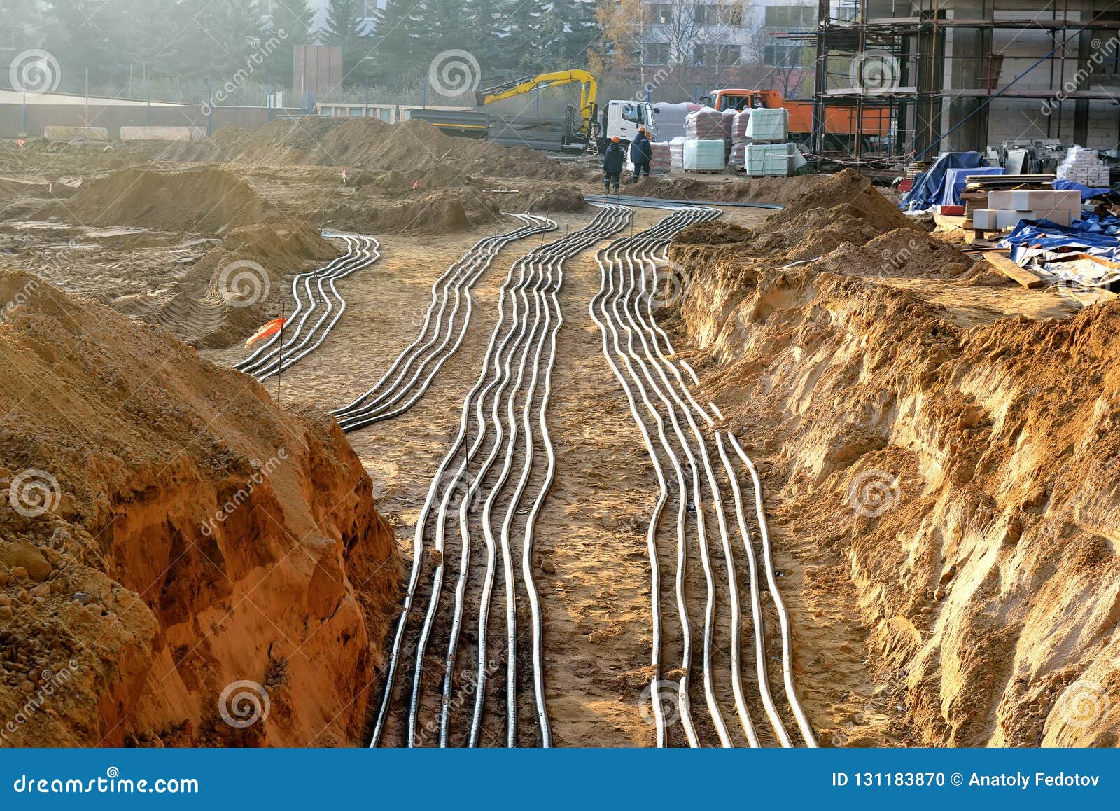 Power Cables on the Ground at the Construction Site Stock Photo - Image ...