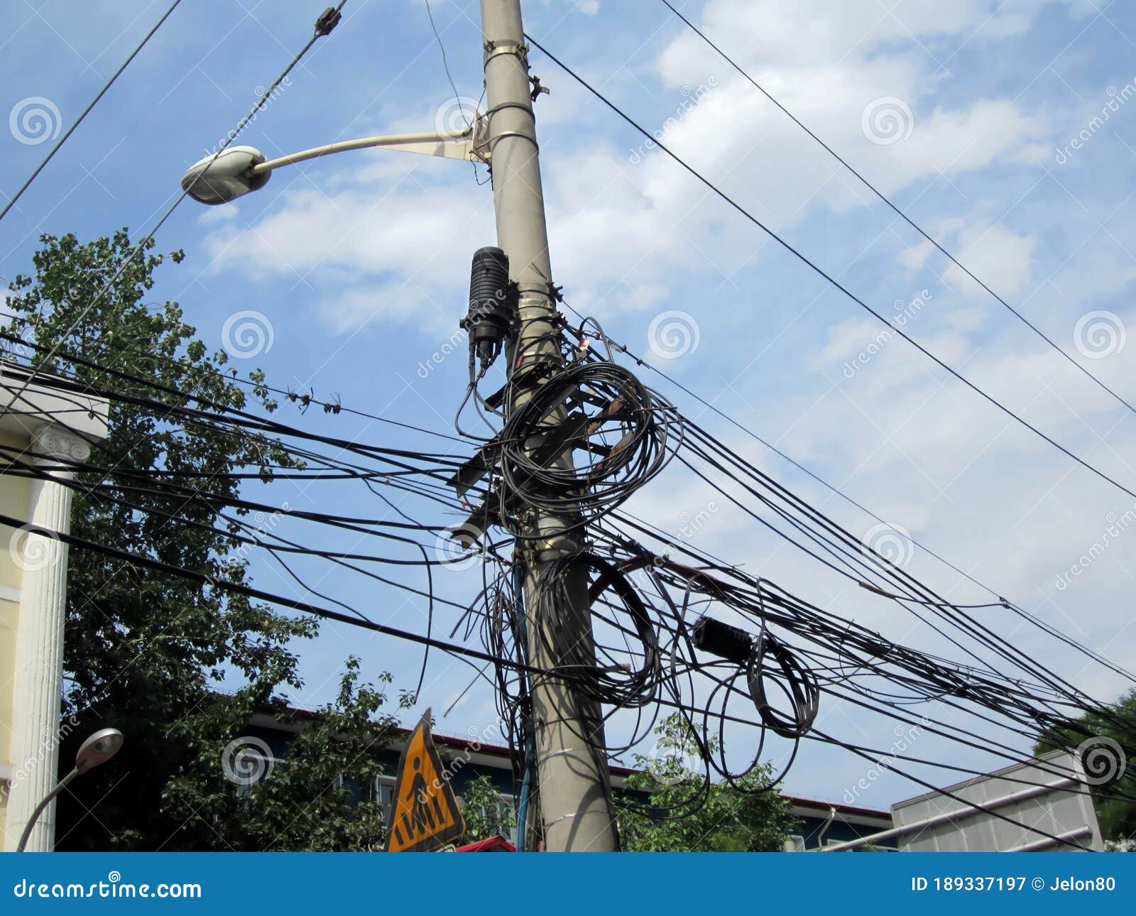 Power cables on a pole editorial photography. Image of engineering ...