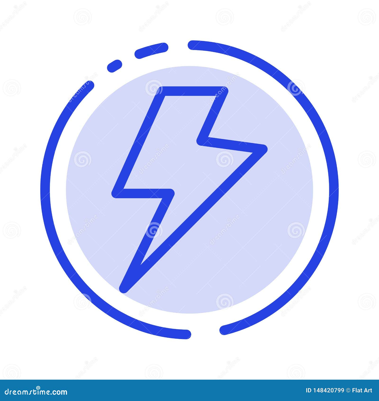 Power, Charge, Electric Blue Dotted Line Line Icon Stock Vector ...