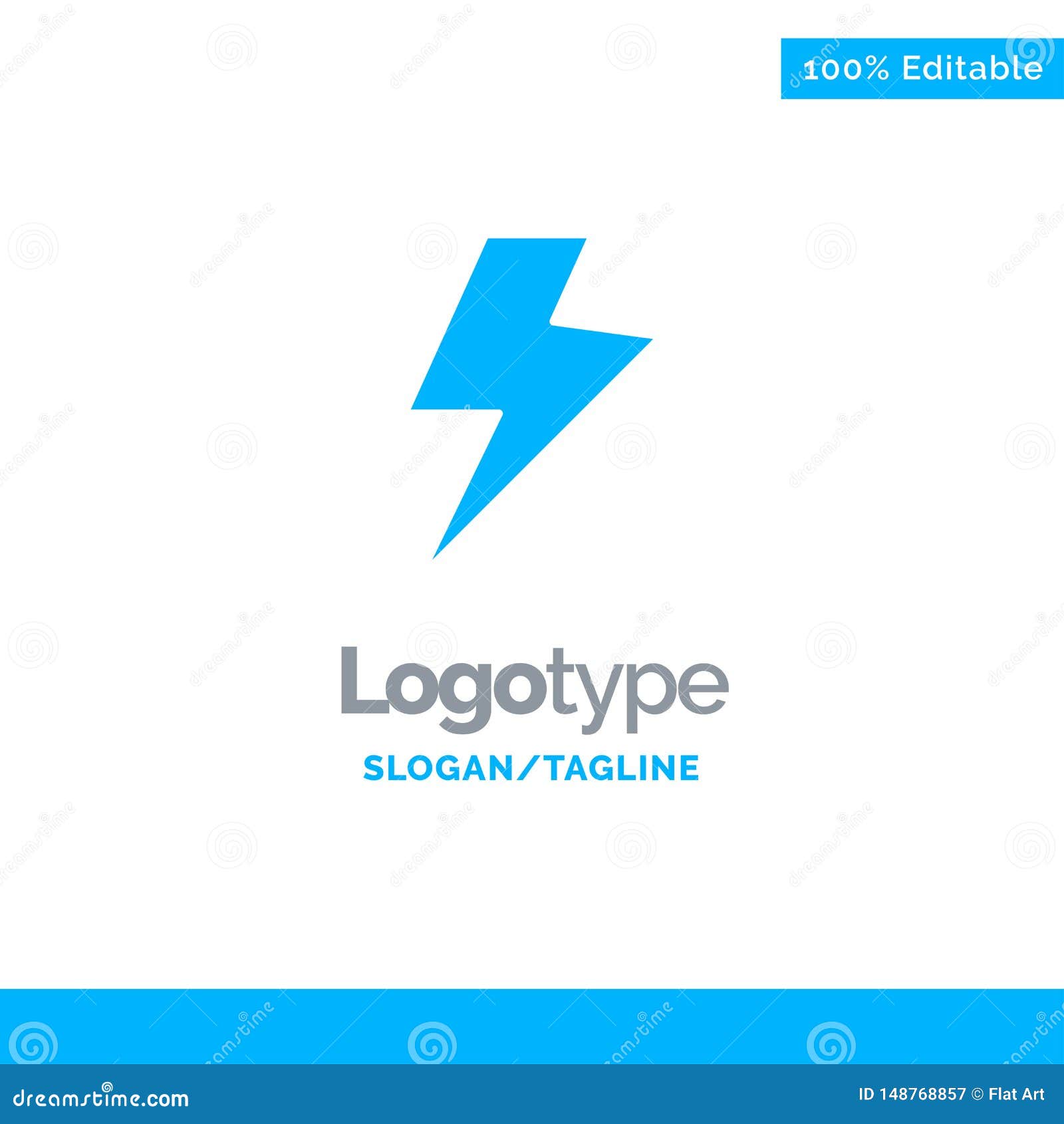Power, Charge, Electric Blue Solid Logo Template. Place for Tagline ...