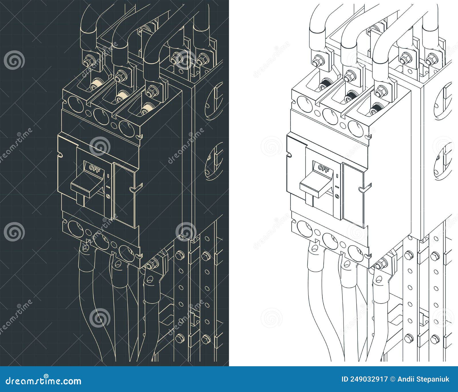 Power Circuit Breaker Close Up Stock Vector - Illustration of cable ...
