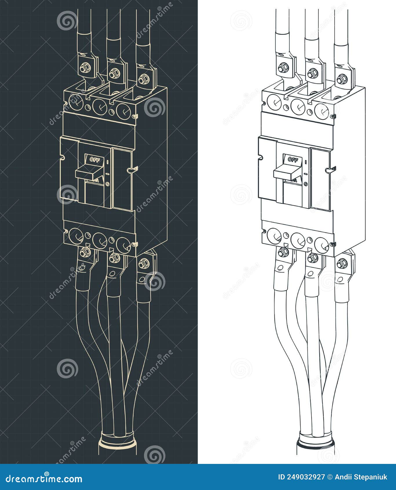 Power Circuit Breaker Isometric Blueprints Stock Vector - Illustration ...