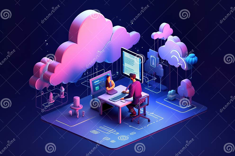The Power of Cloud Computing. Interconnected Network of Virtual Clouds Where Data Flows ...