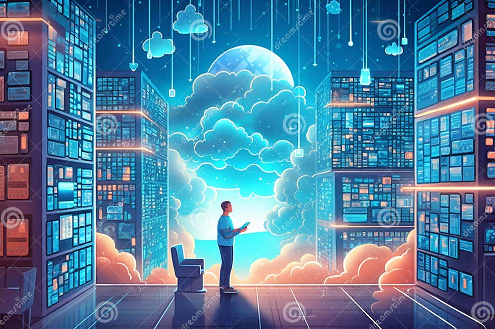 The Power of Cloud Computing. Interconnected Network of Virtual Clouds Where Data Flows ...