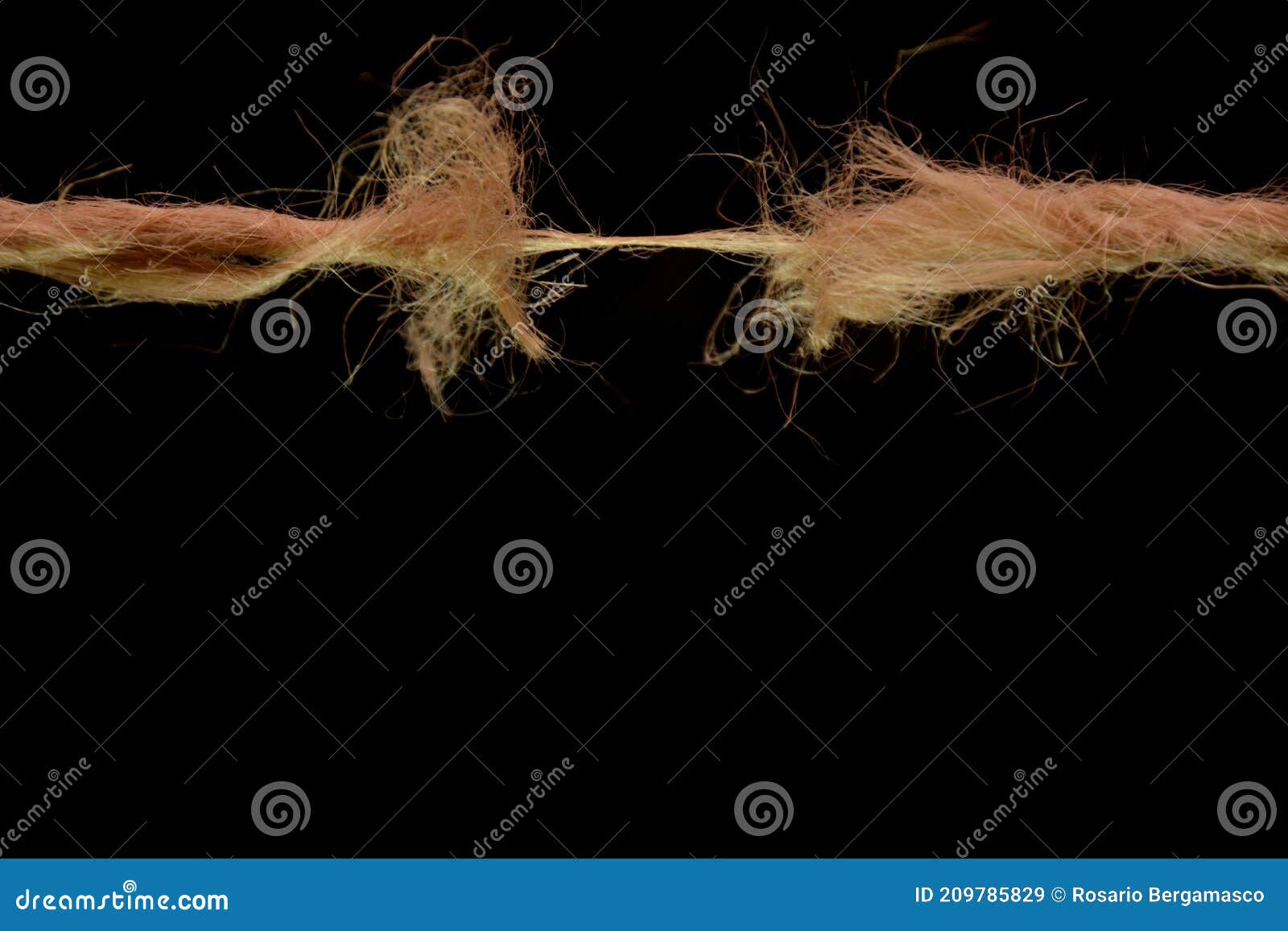 Power Concept Fragility Broken Rope on Black Background Stock Image ...