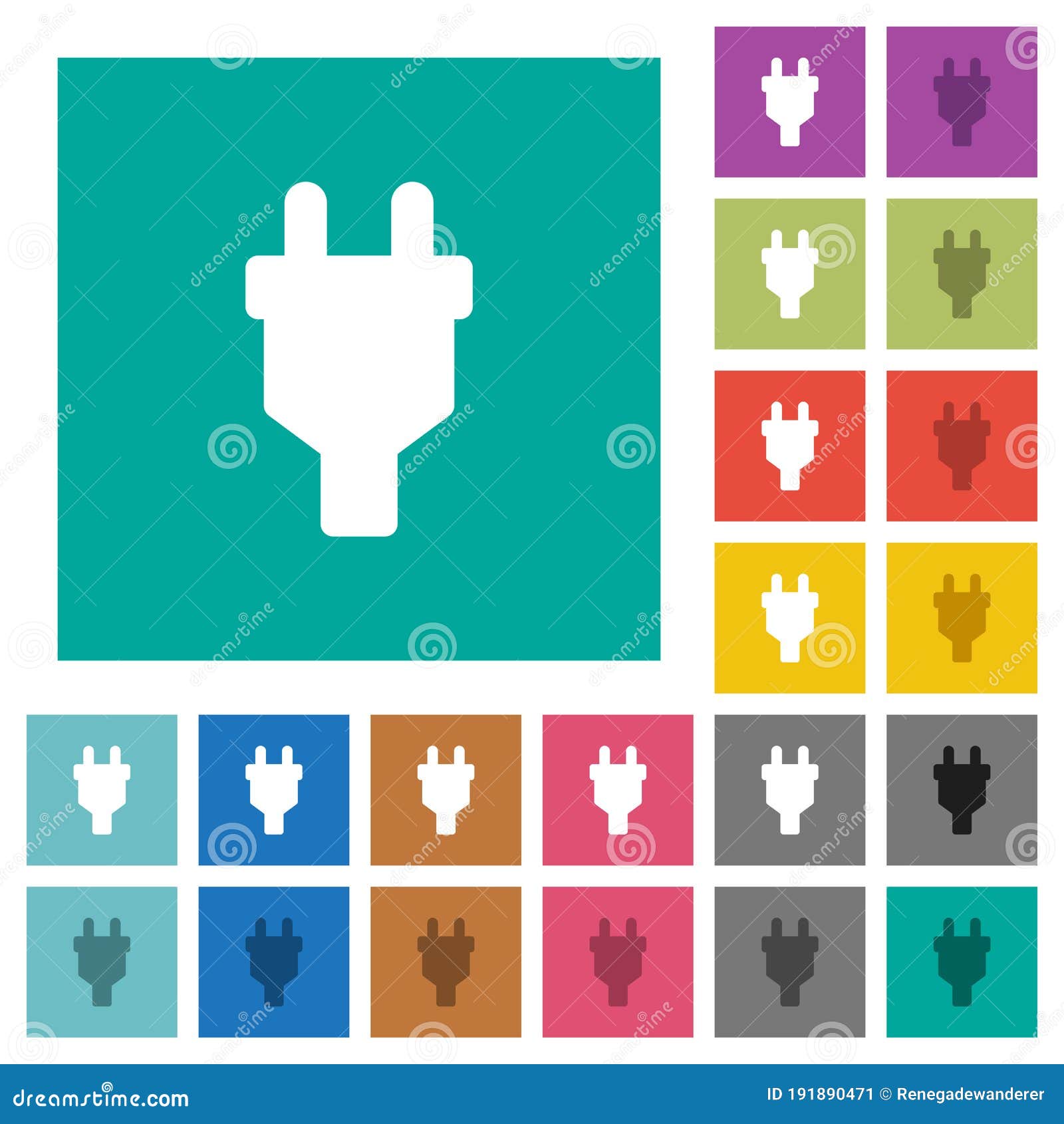 Power Connector Square Flat Multi Colored Icons Stock Vector ...