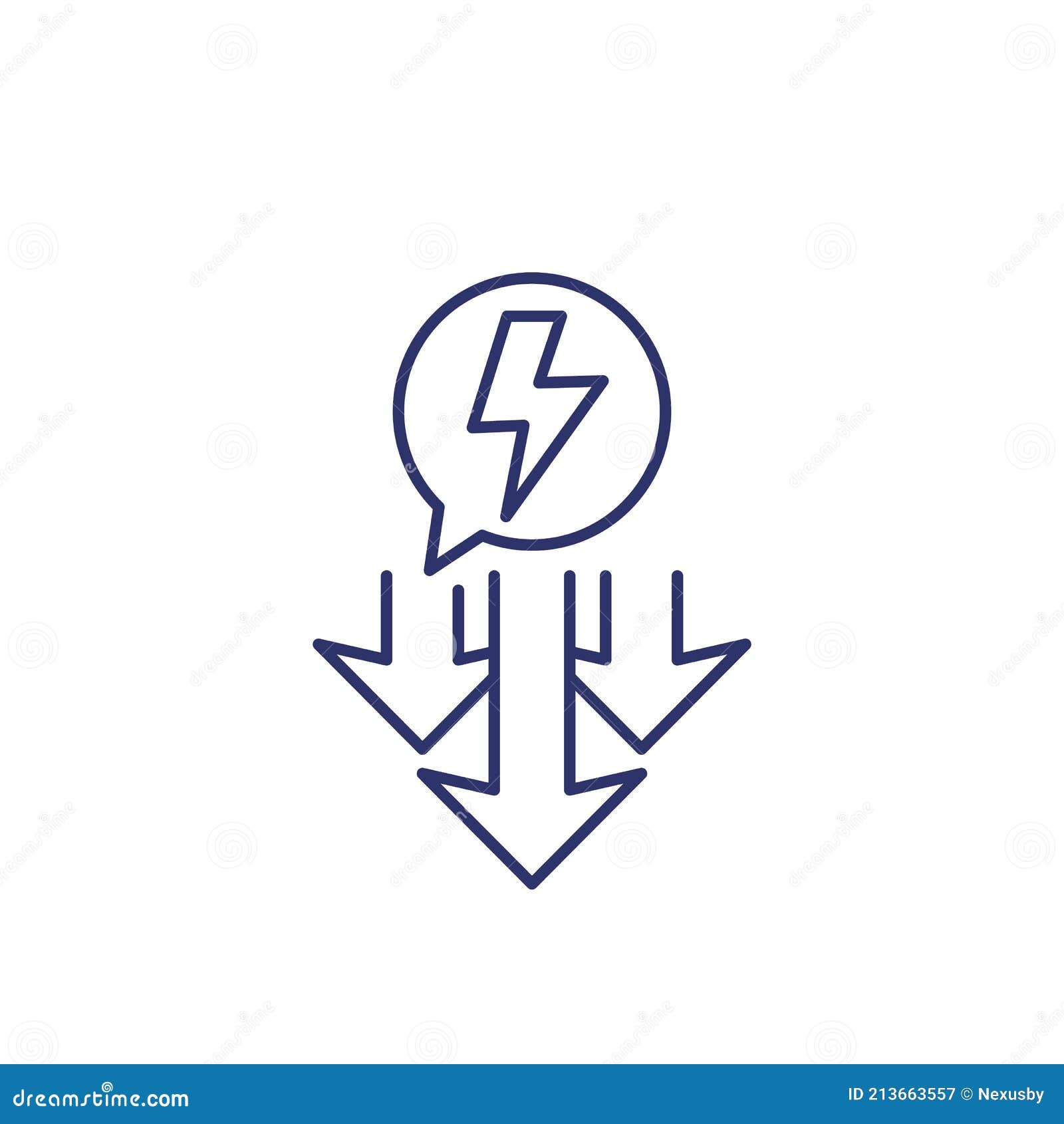 Power Consumption Decrease Line Icon on White Stock Vector - Illustration of conserving ...