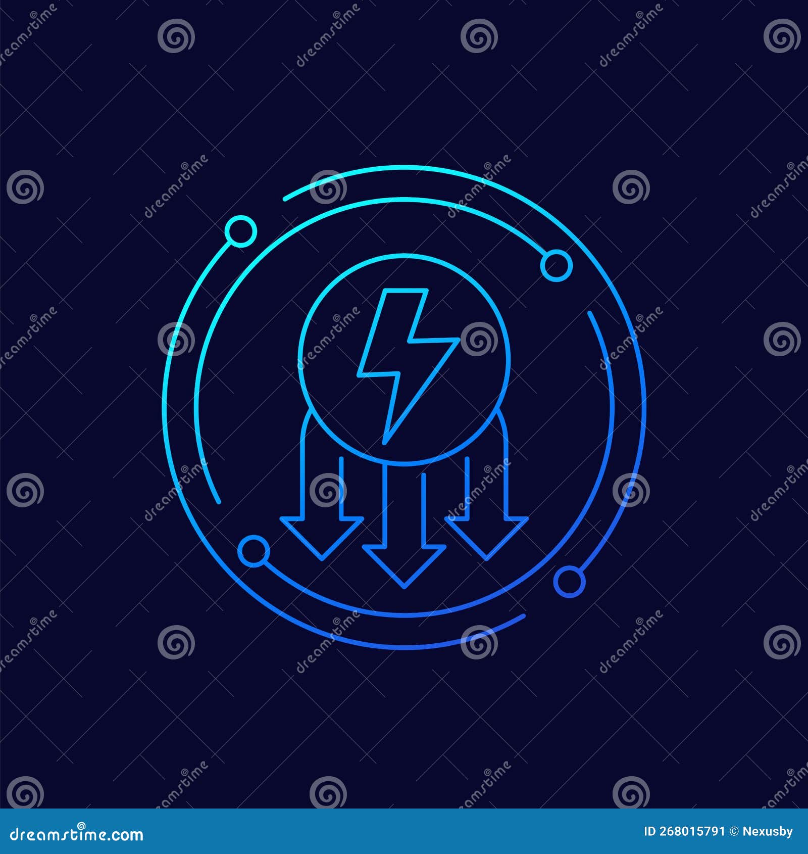 Power Consumption Reduction Icon, Linear Design Stock Vector ...