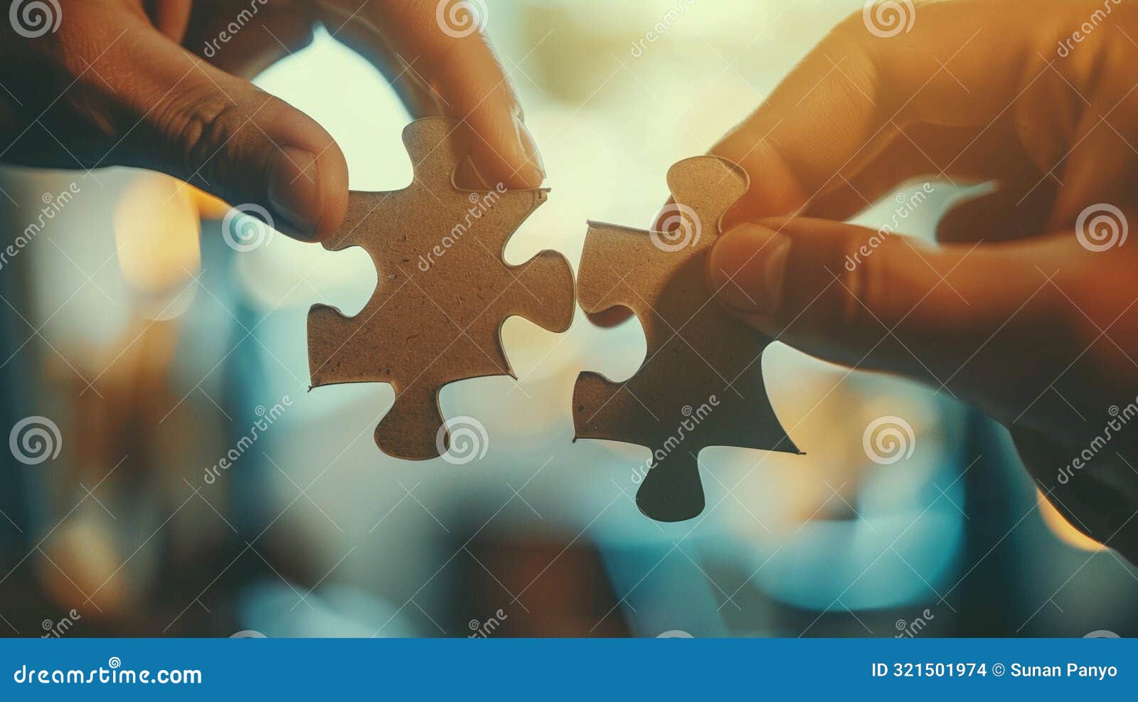 The Power of Cooperation, Duo Working To Connect Puzzle Pieces , Clean ...