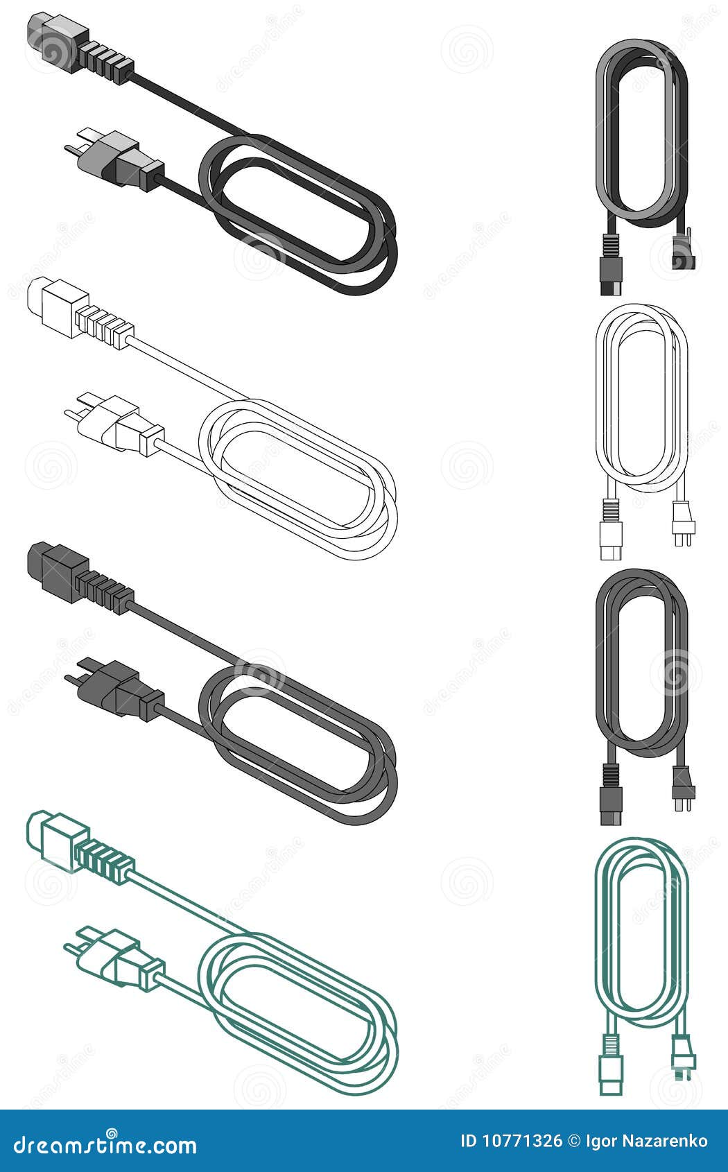 Power cord stock vector. Illustration of computer, color - 10771326