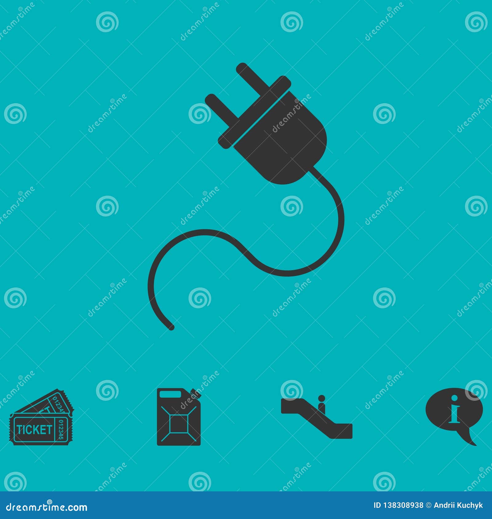 Power cord icon flat stock vector. Illustration of icon - 138308938