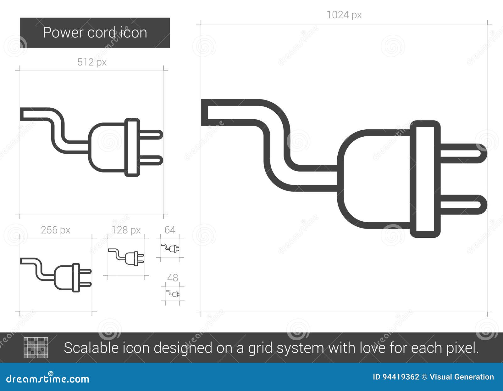 Power cord line icon. stock vector. Illustration of adapter - 94419362
