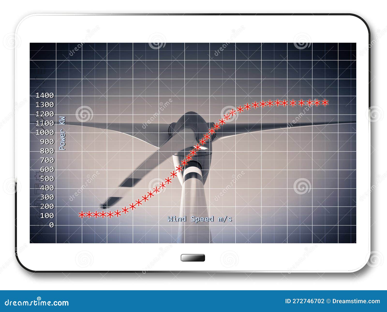 Power Curve of a Vertical Axis Wind Turbine - Concept Image with 3D ...
