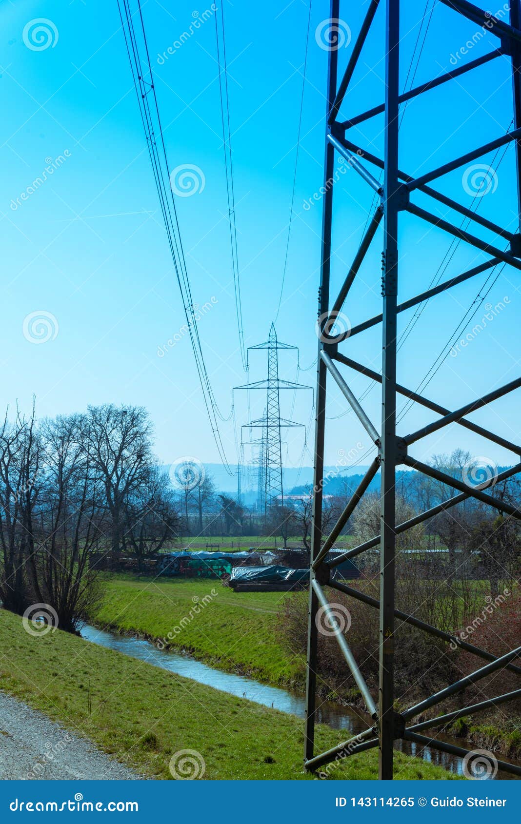 A Power Distribution Over a Rural Environment Stock Image - Image of ...