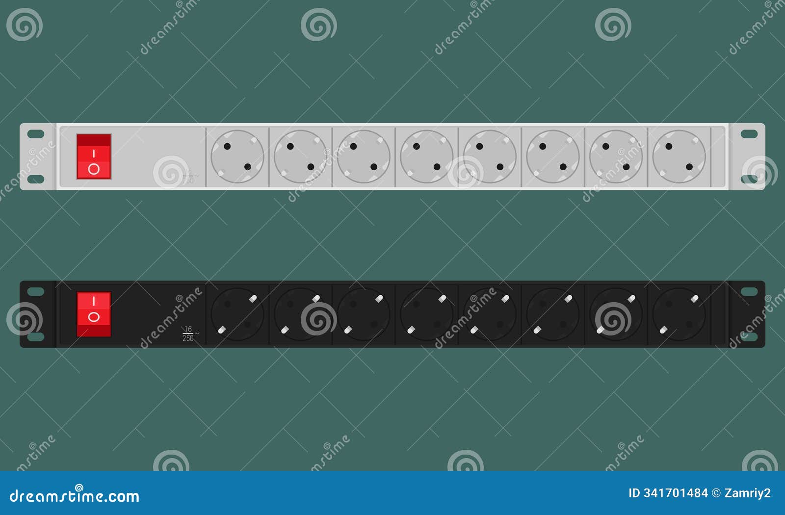Power Distribution Unit With Sockets Of Type B Vector Illustration ...