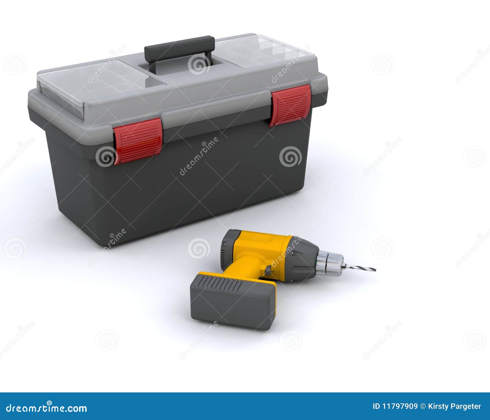 Power drill and toolbox stock illustration. Illustration of equipment ...