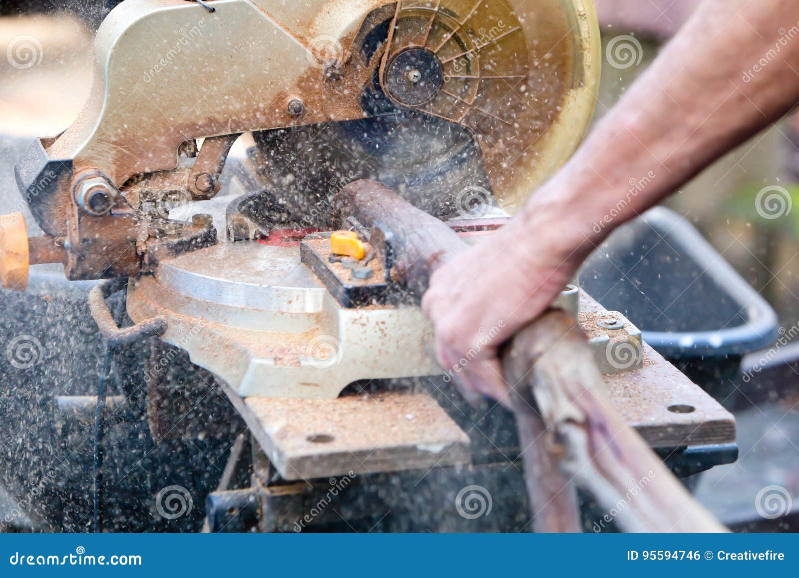 Power Drop Saw Being Used To Cut Firewood Stock Photo - Image of ...